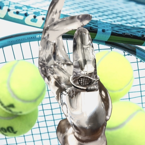 Luchies Luxuries | Jewelry | 925 Sterling Silver Adjustable Tennis Racket Ring | Poshmark